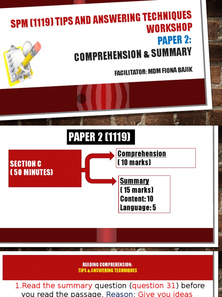 SPM (1119) Tips and Answering Techniques2 | Download Free PDF | Reading ...