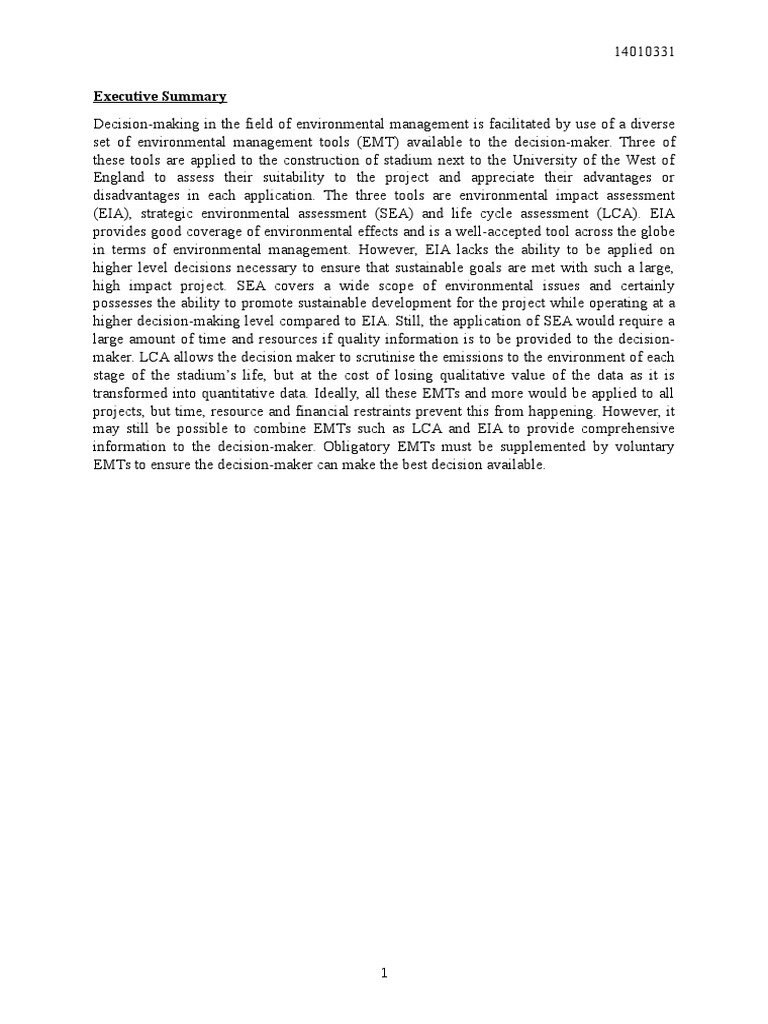 Environmental Management Tools and Methods | PDF | Environmental Impact ...