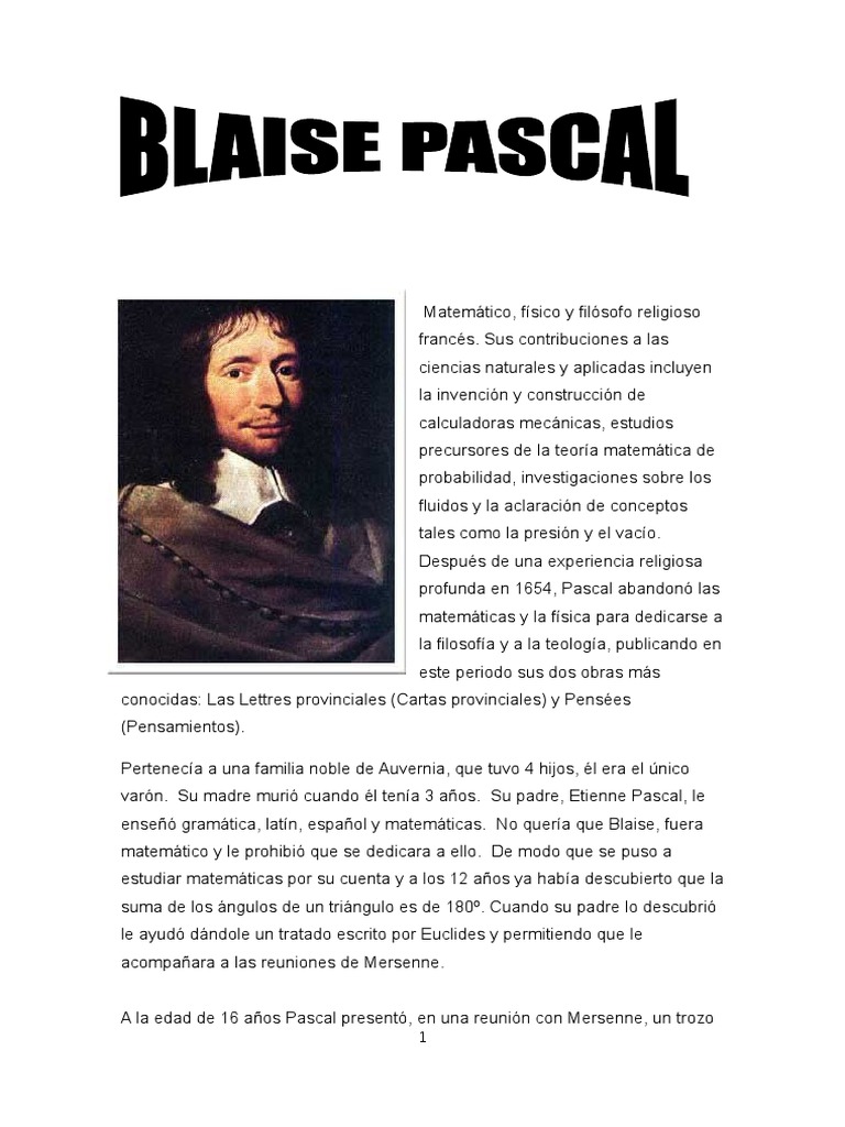 Biografía Blaise Pascal