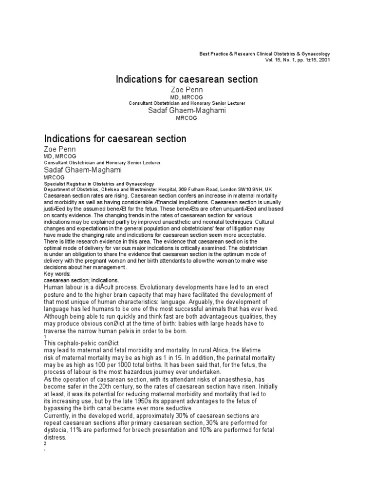 Indication For Cs | PDF | Caesarean Section | Childbirth