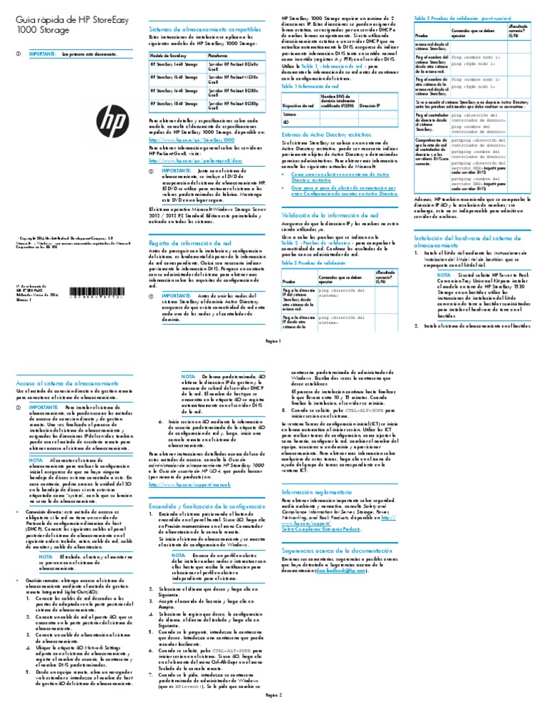 Guia Storage HP StoreEasy 1000 | PDF | sistema de nombres de dominio ...
