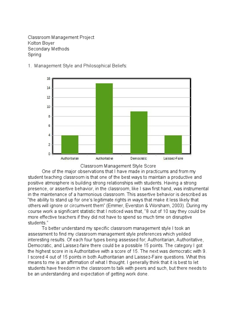 Classroom Management Plan | PDF | Classroom Management | Classroom