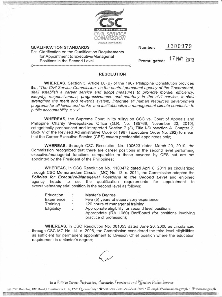 Csc Resolution Qualification Standard Llb Degree Considered ...