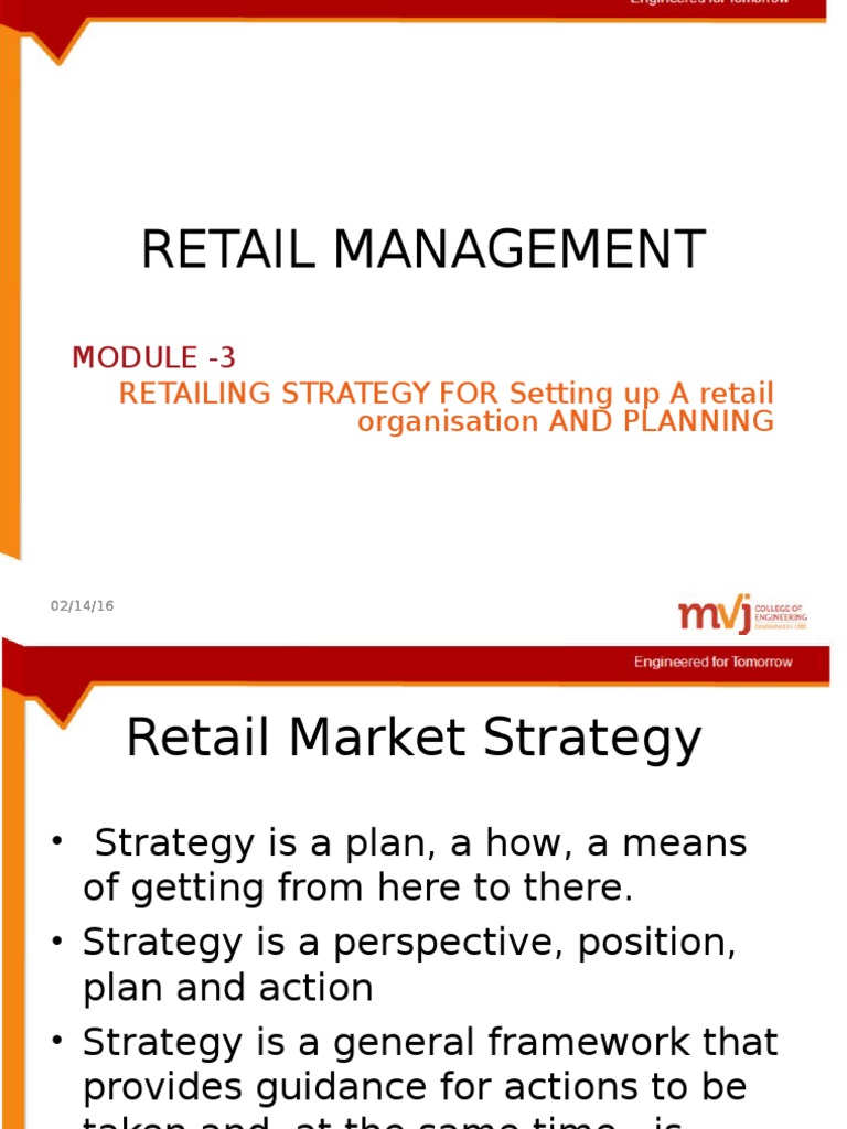 Retail Management: Module - 3 | PDF | Retail | Strategic Management