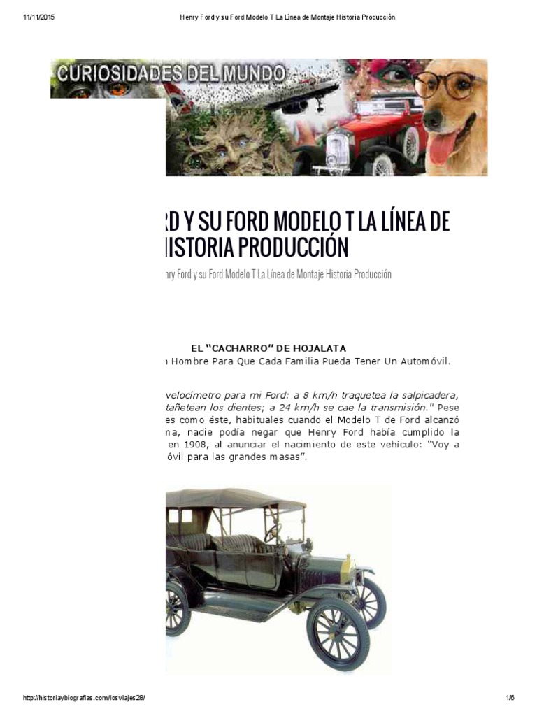 Henry Ford y el Modelo T en la Montaje | PDF | Compania de motores ford ...