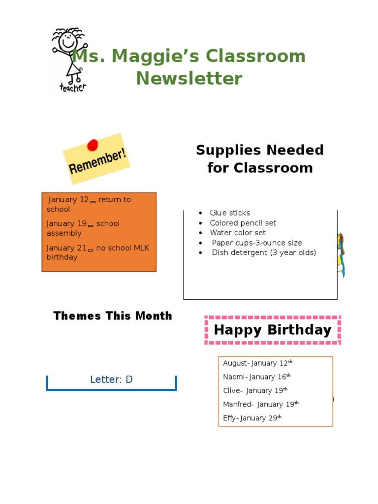 Ms. Maggie's Classroom Newsletter #6 | PDF | Social Science | General ...