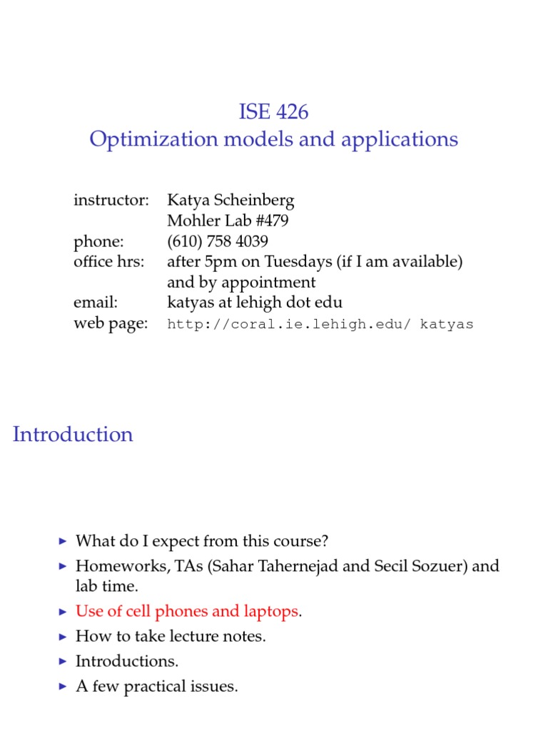 Optimization Models and Applications | PDF | Mathematical Optimization ...