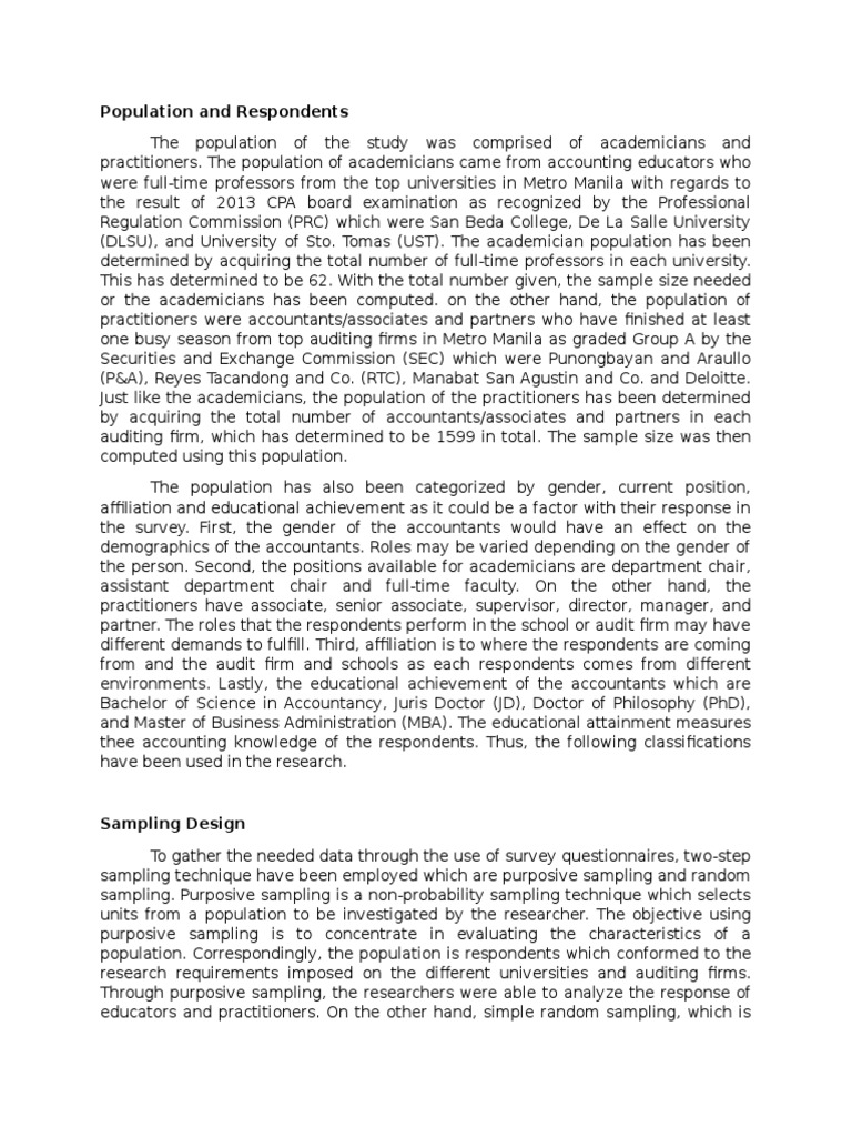 Population and Respondents | Sampling (Statistics) | Survey Methodology
