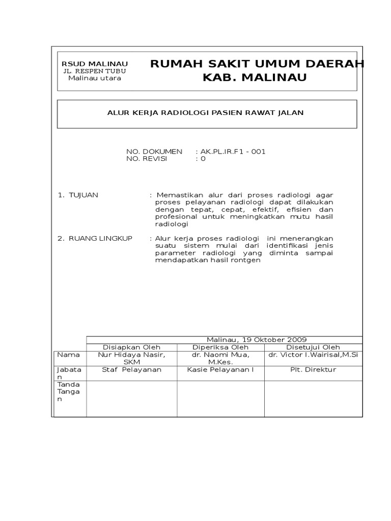 Prosedur Radiologi RSUD Malinau | PDF