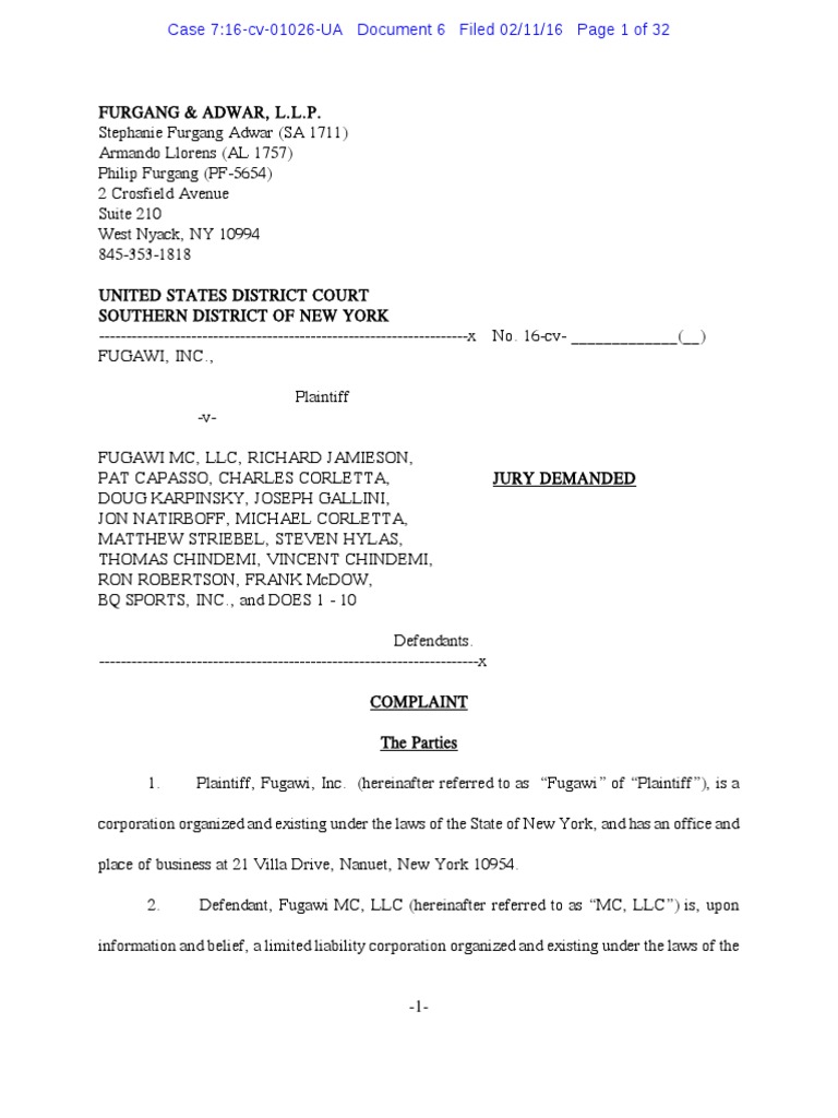 Fugawi v. Fugawi - Trademark Complaint | PDF | Trademark | Tortious Interference