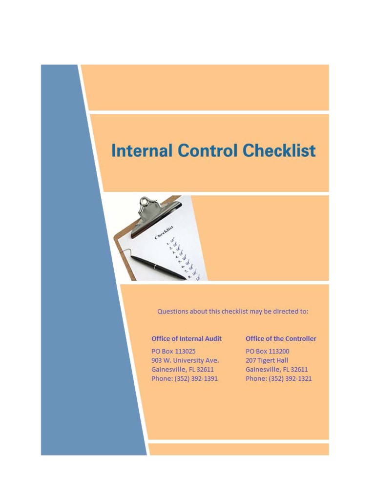 Internal Controls Checklist | Internal Audit | Audit