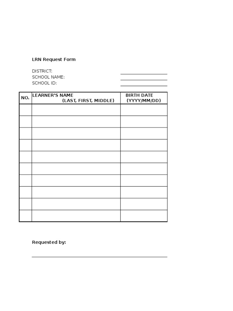 LRN Request Form | PDF
