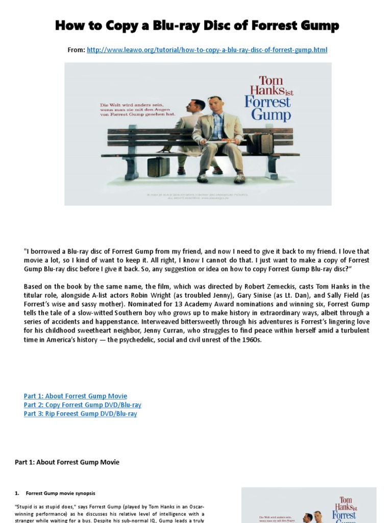 How To Copy A Blu-Ray Disc of Forrest Gump | PDF | Blu Ray | Leisure