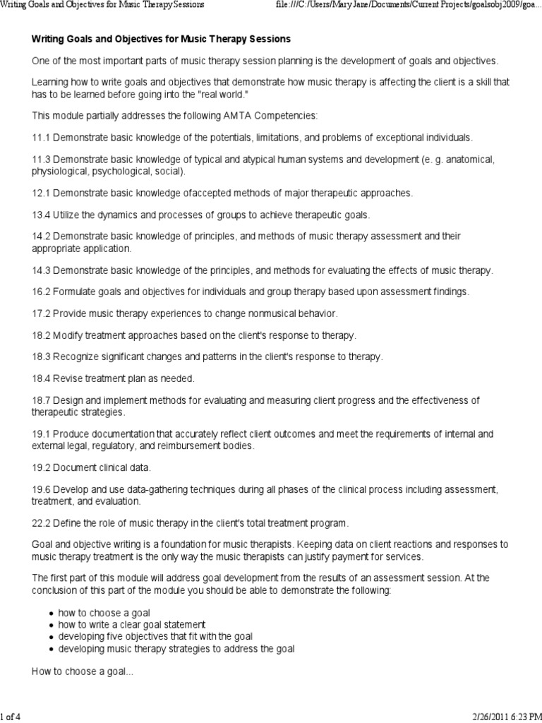 Writing Music Therapy Sessions | Psychotherapy | Educational Assessment
