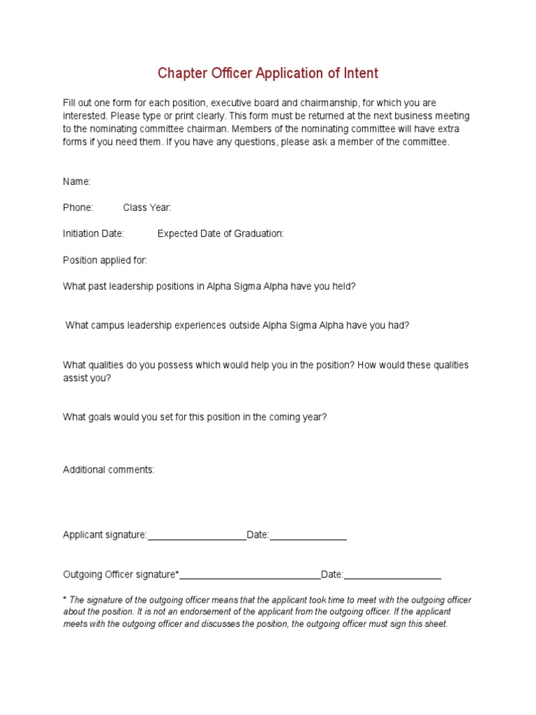 Chapter Officer Application Form | PDF