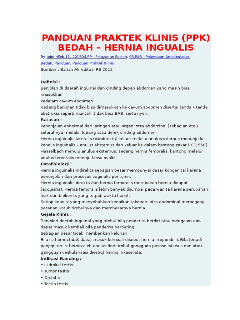PPK Bedah - Hernia Ingualis | PDF