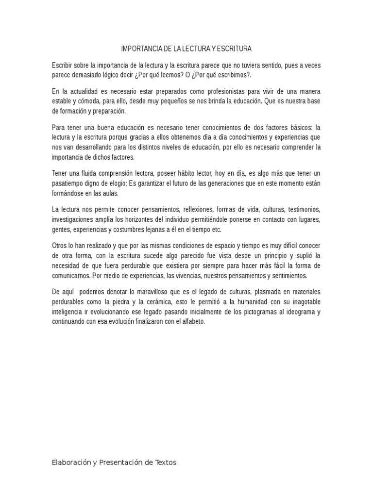 Ensayo DE LECTURA Y ESCRITURA | PDF | Lectura (proceso) | Escritura