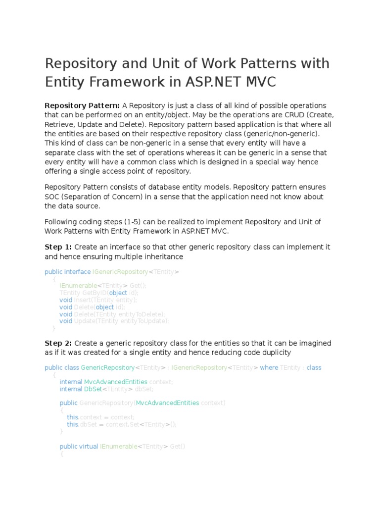 Repository Pattern | PDF | Database Transaction | Class (Computer Programming)