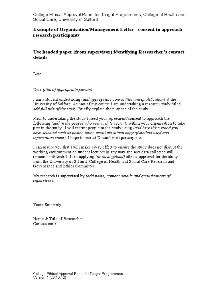 Example Organisation Agreement Letter | PDF