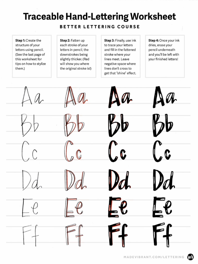 Traceableworksheet Handlettering | PDF