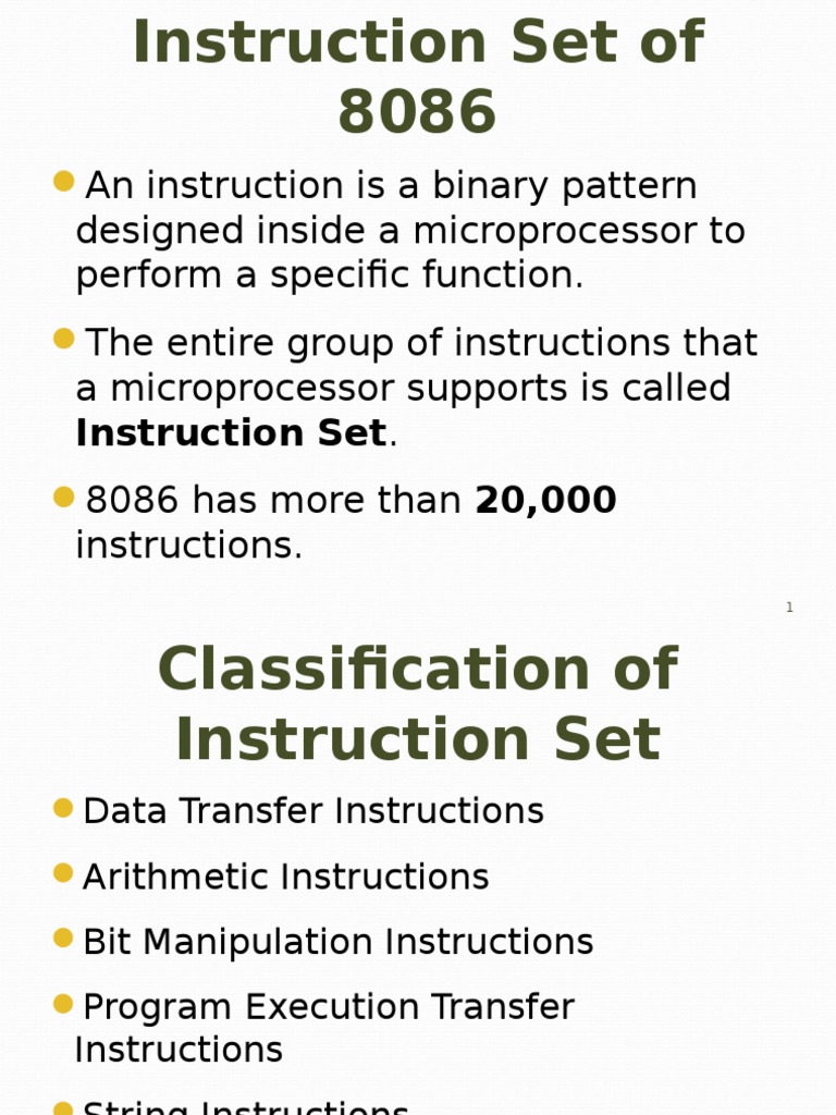 Instruction Set Of 8086 Pdf Instruction Set Binary Coded Decimal 
