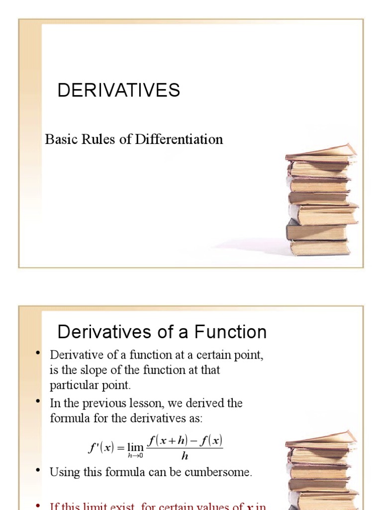 Basic Rules of Differentiation | PDF | Derivative | Slope