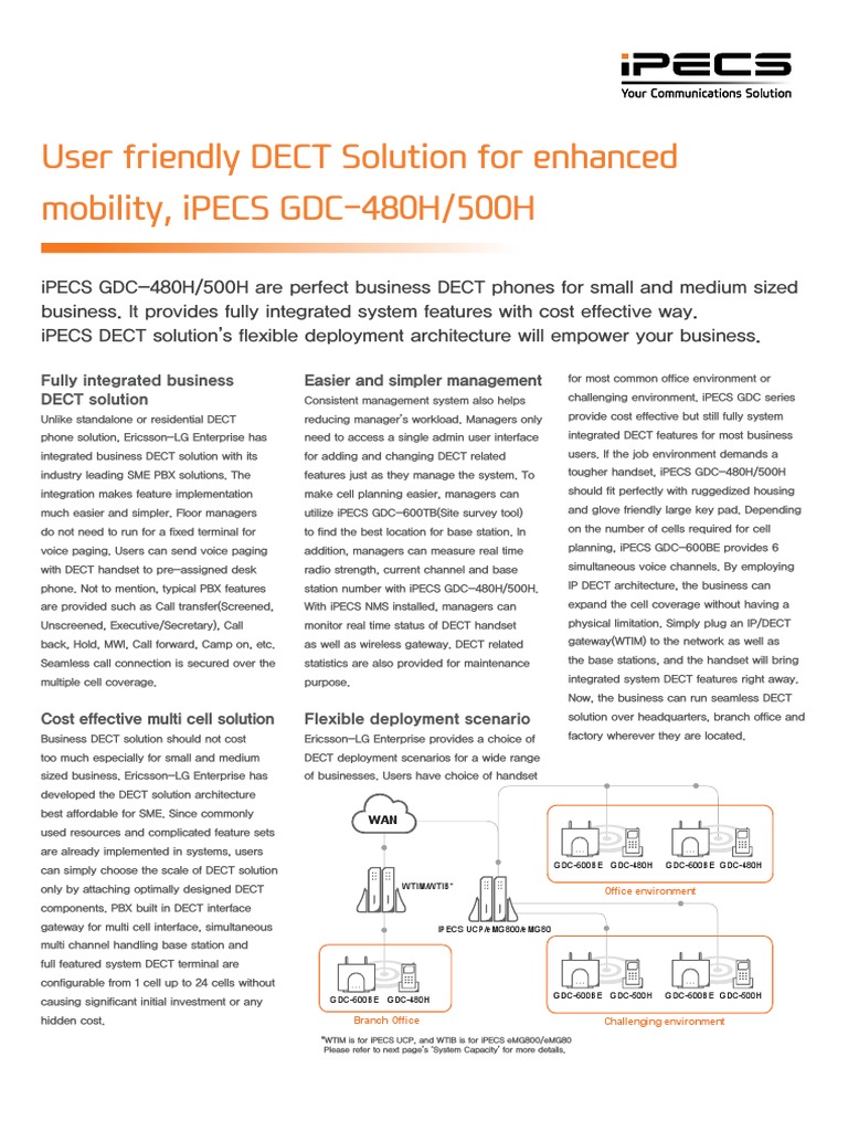 iPECS GDC-480H and 500H Datasheet | PDF | Gateway (Telecommunications ...