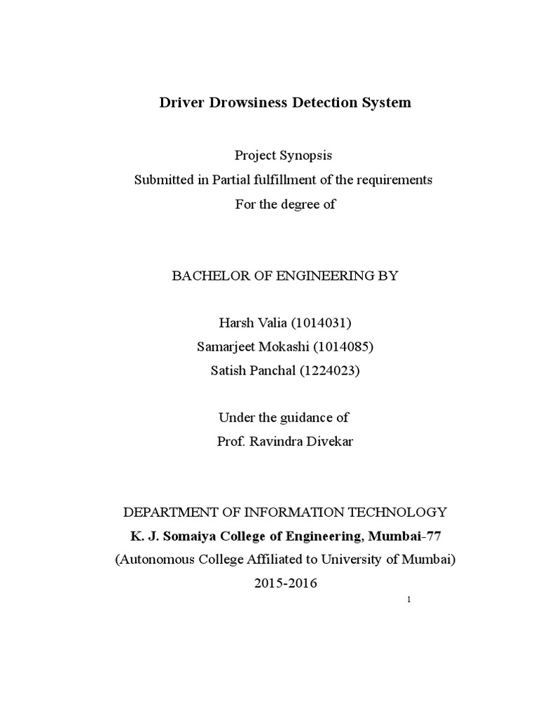 Driver Drowsiness Detection System Using OpenCV | PDF | Specification (Technical Standard ...