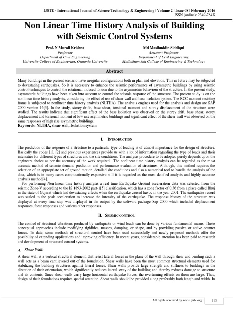 Non Linear Time History Analysis of Building With Seismic Control ...