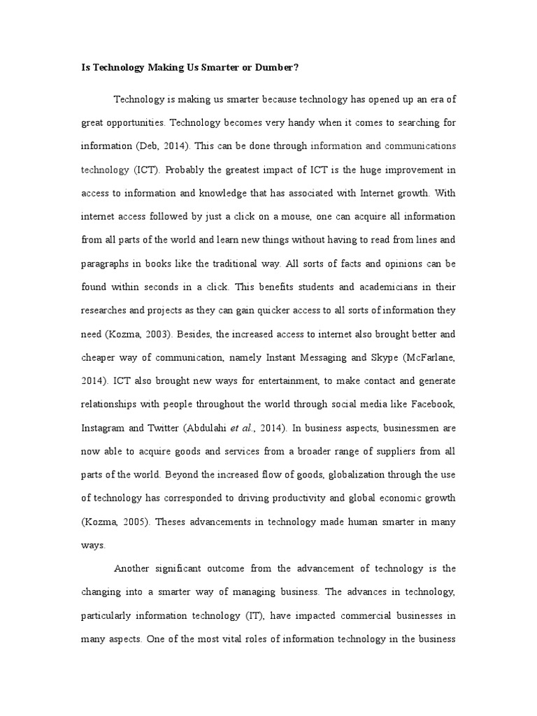 Is Technology Making Us Smarter or Dumber | PDF | Educational ...