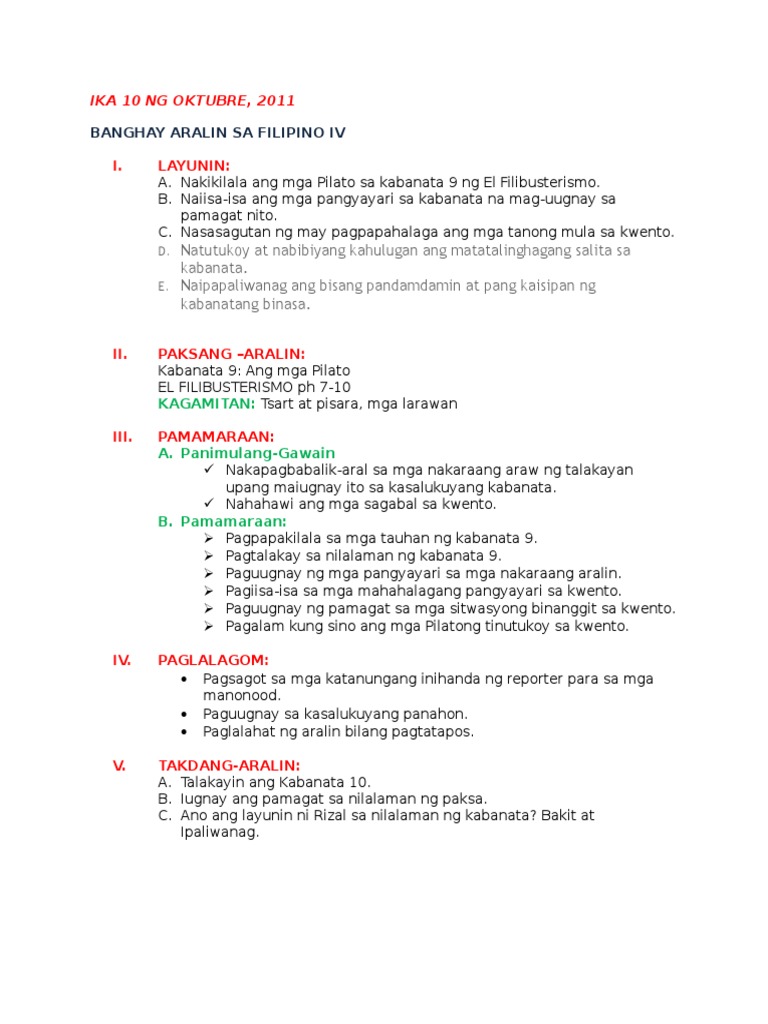 El Fili Lesson Plan | PDF