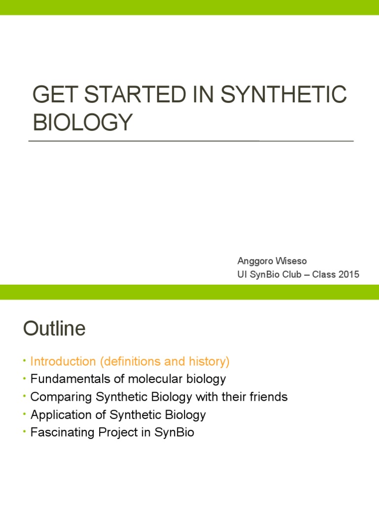 Introduction to Synthetic Biology Basics | PDF | Recombinant Dna ...