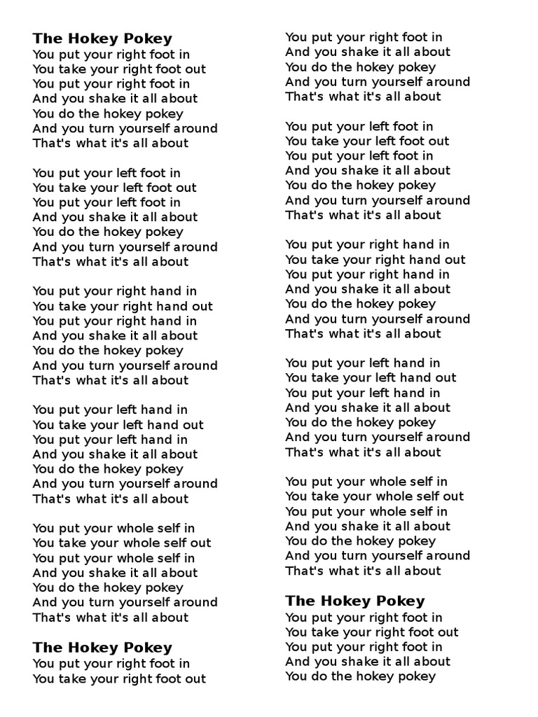 The Hokey Pokey | PDF | European Music | Music And Humour