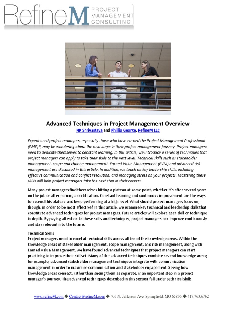 Advanced Techniques in Project Management Overview | PDF | Leadership ...