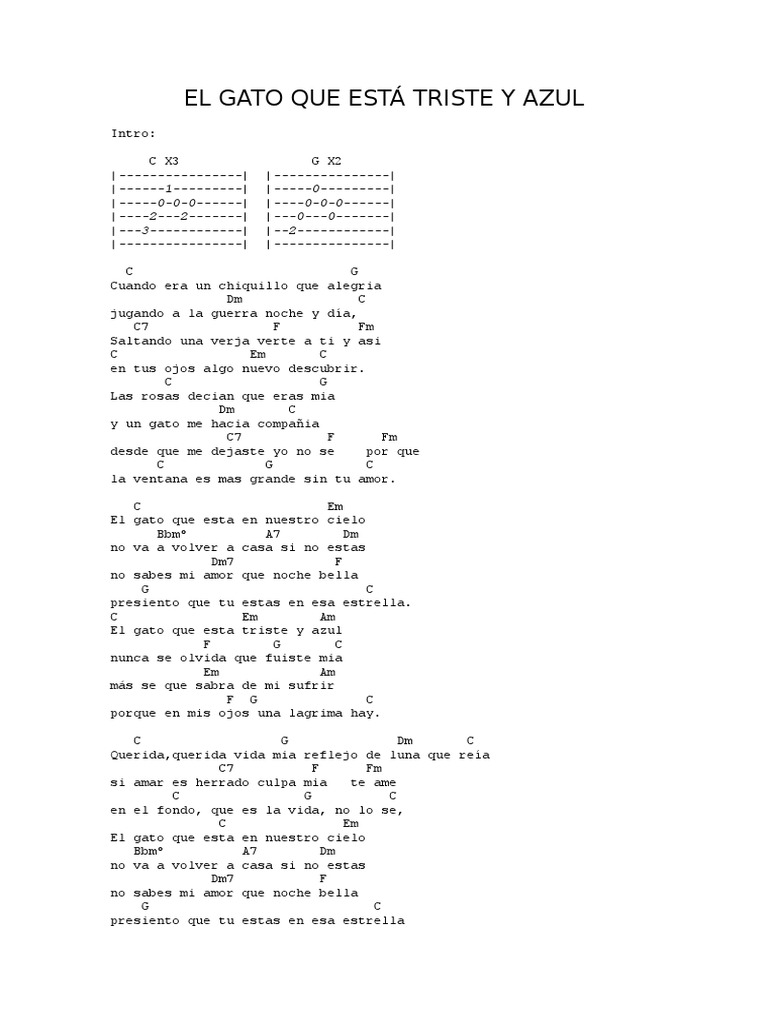 El Gato Que Está Triste y Azul_acordes | PDF