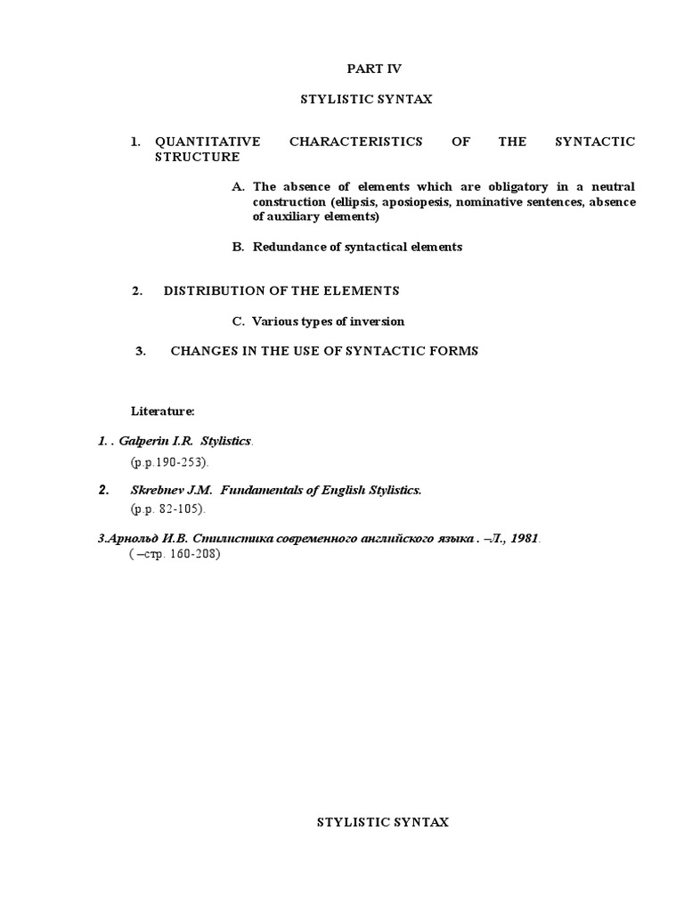 Syntactic Stylistic Devices | PDF | Sentence (Linguistics) | Question