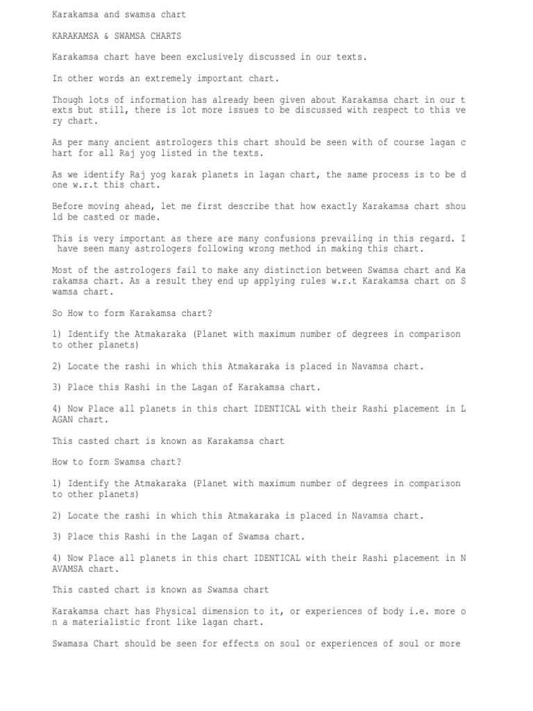 Karakamsa and Swamsa Chart | PDF | Planets In Astrology | Astrology