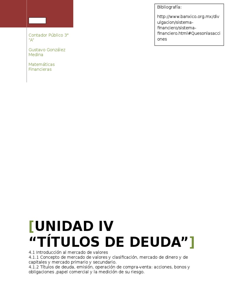 Títulos de Deuda | PDF | Compartir (Finanzas) | Bolsa