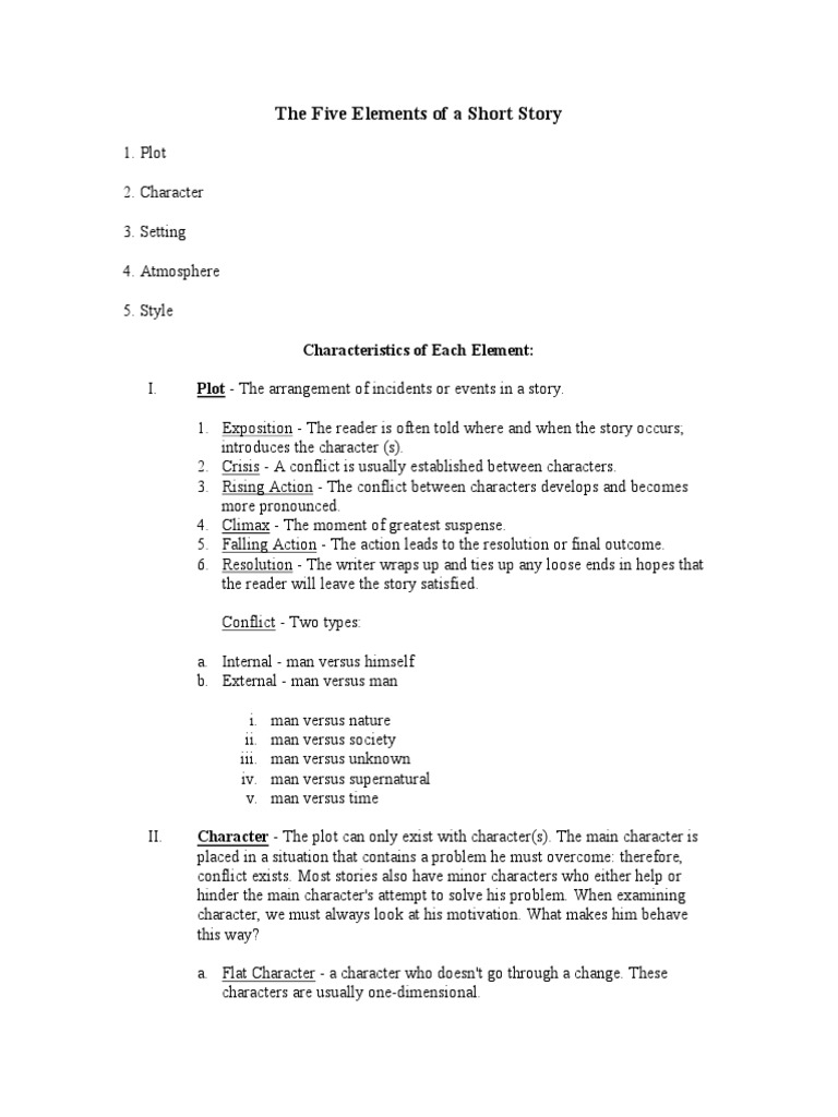 Five Elements of a Short Story | PDF | Irony | Plot (Narrative)