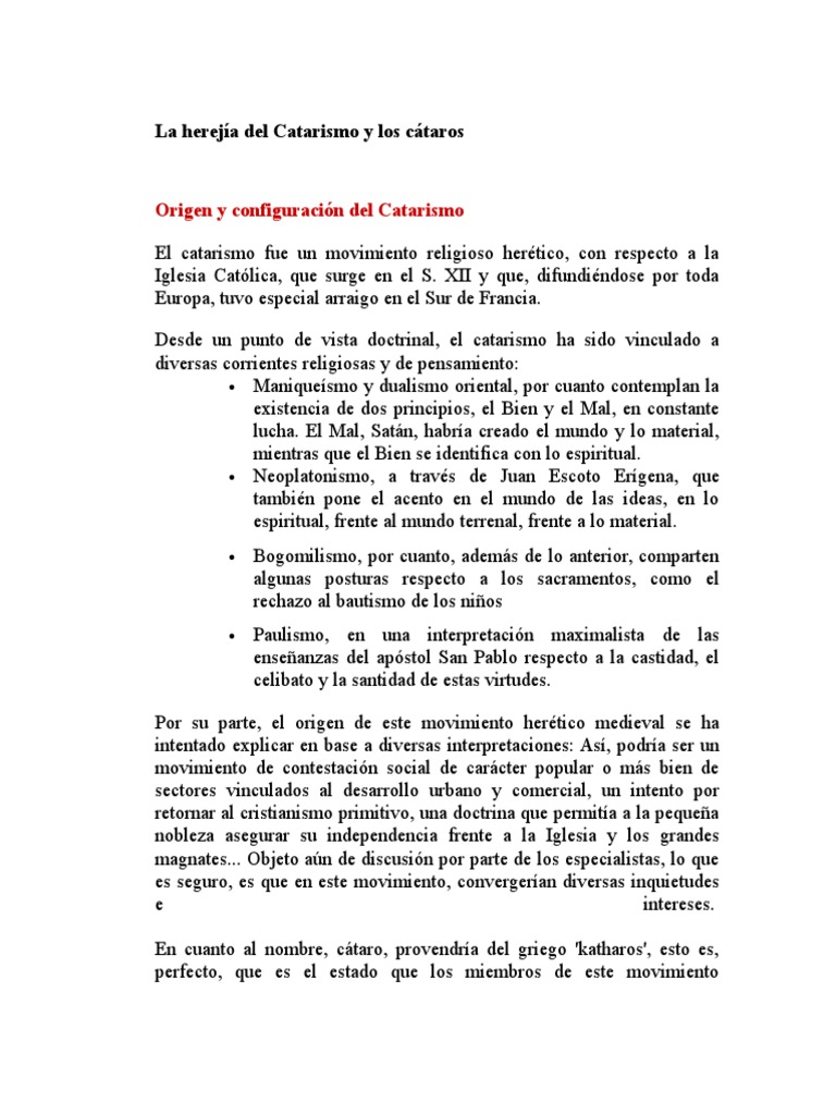 La Herejía Del Catarismo y Los Cátaros | PDF | Catarismo | Cruzadas