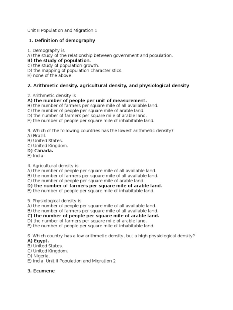 APHG Study Guide | PDF | Immigration | Total Fertility Rate