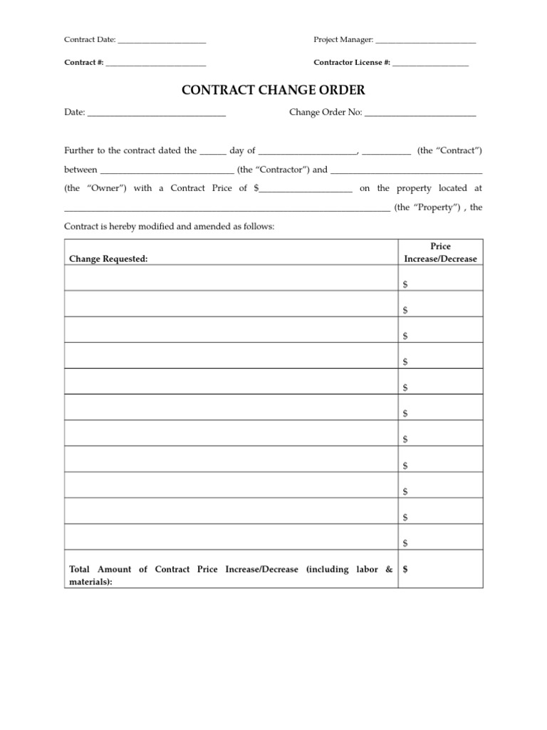 Contract Change Order Format | PDF