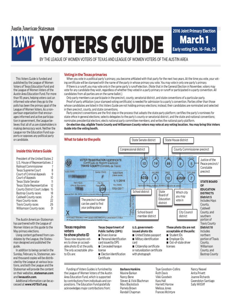 Austin American-Statesman's Primary Election Voting Guide | PDF ...