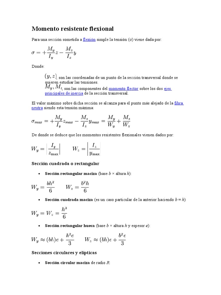 Momento Resistente Flexional | PDF | Física | Mecanica clasica