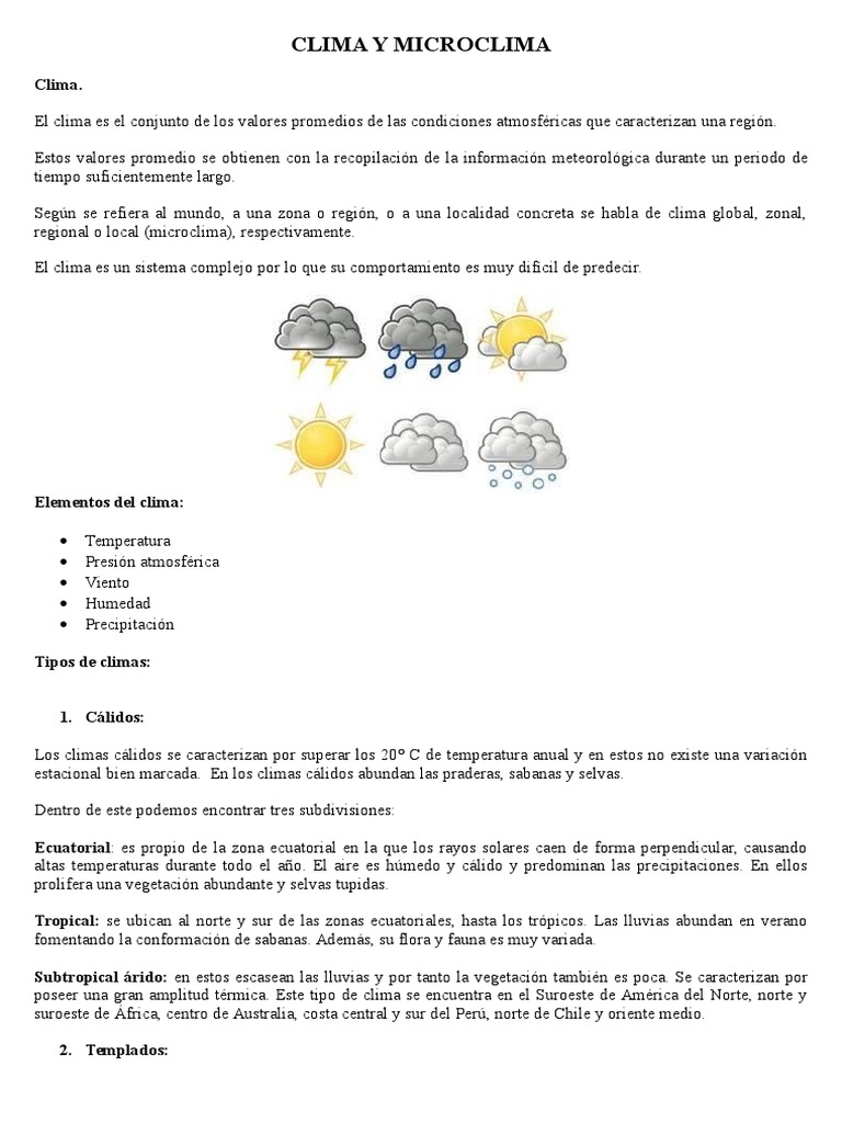 Definición y Tipos de Microclimas | PDF | Zona tropical | Clima