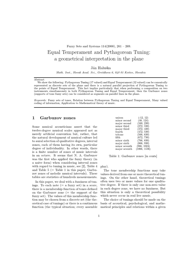 Equal Temperament and Pythagorean Tuning - A Geometrical Interpretation ...