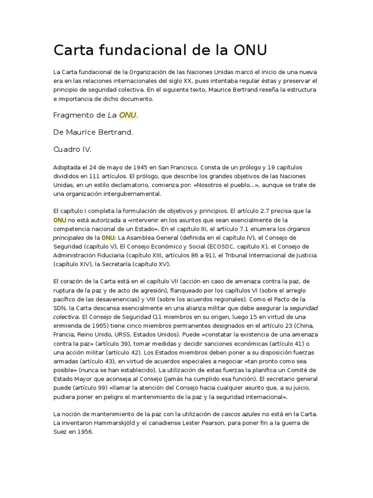 Carta Fundacional de La ONU RI 05 | Naciones Unidas | Política ...