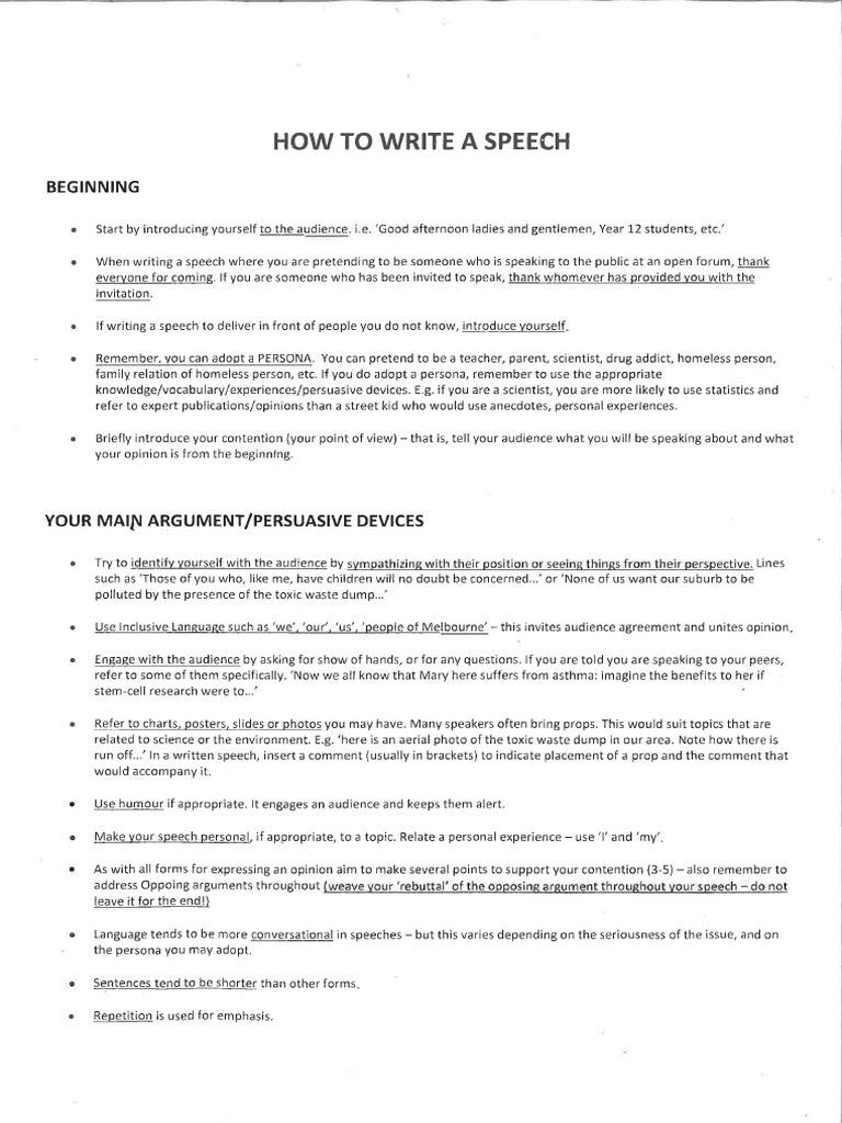 How To Write A Speech | PDF | Human Communication | Communication