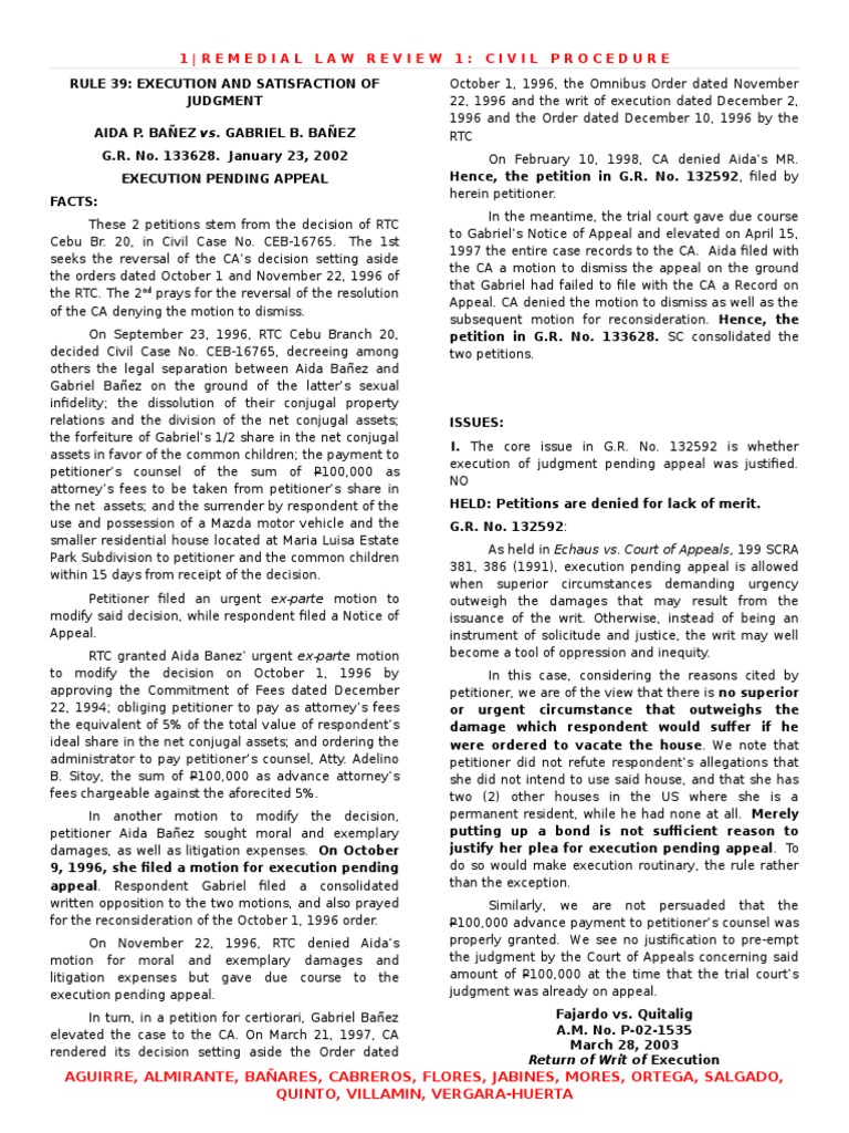 Rule 39 Consolidated Case Digests | PDF | Lawsuit | Complaint