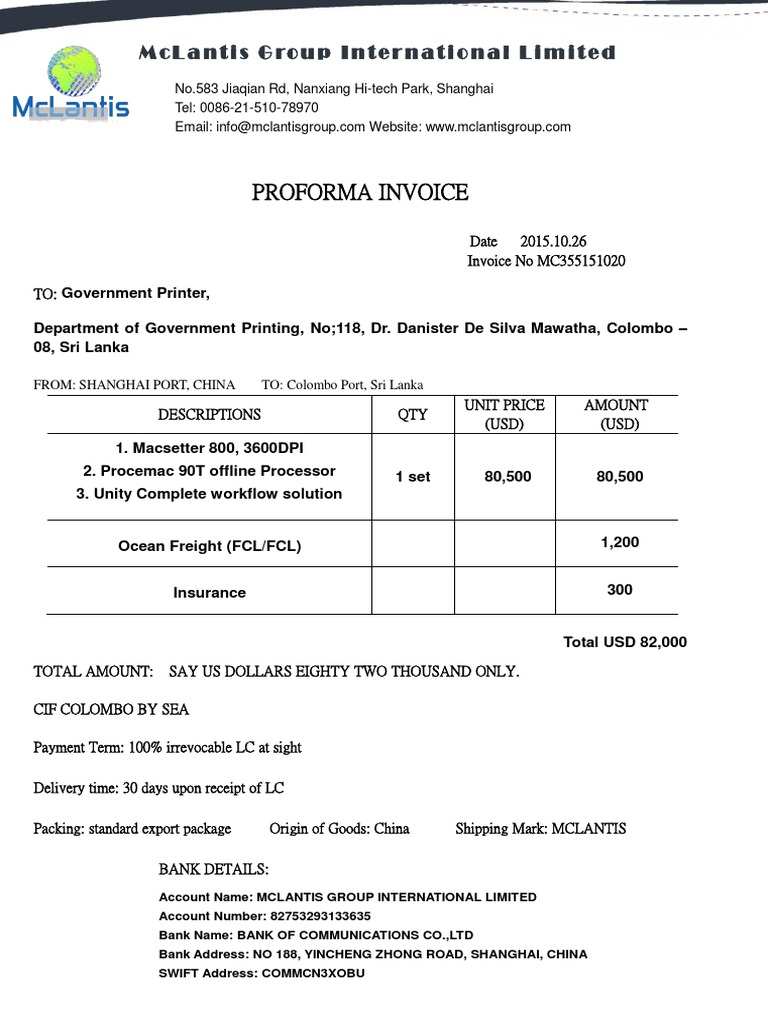 Proforma Invoice | PDF